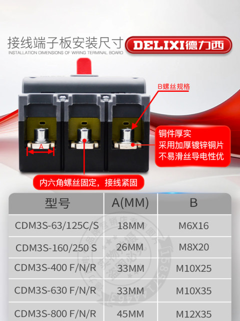Delixi plastic case circuit breaker CDM3 air switch 100A160A250A400A ...