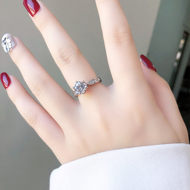 Zircon ring for women wedding simulation 2 carat new high-end ...