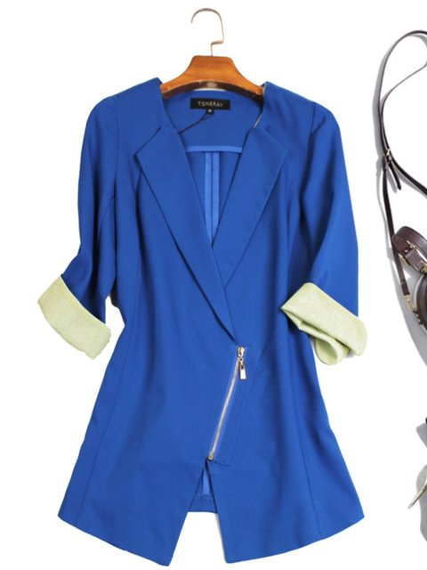 Claine's blue suit girl seven -point sleeve suit design sense niche in ...