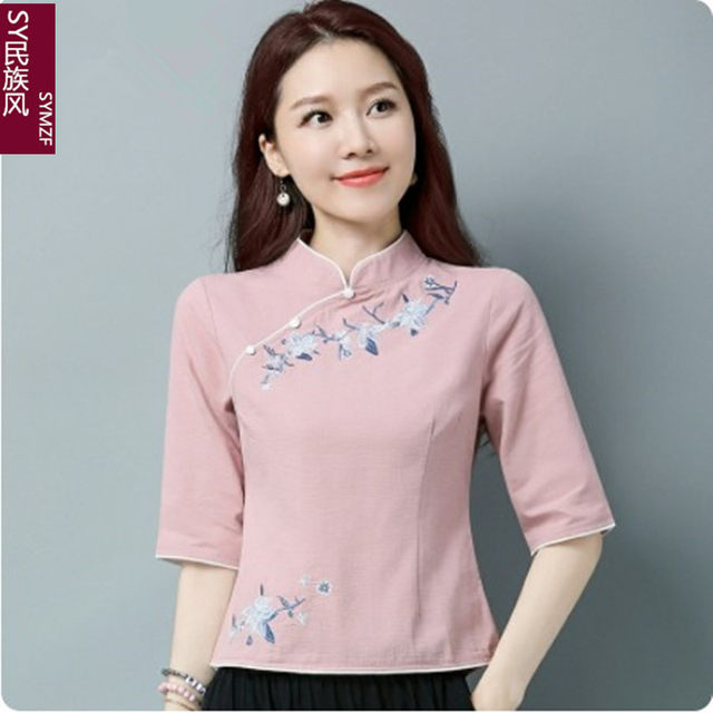 The Republic of China style retro Tang clothing short cotton and linen ...