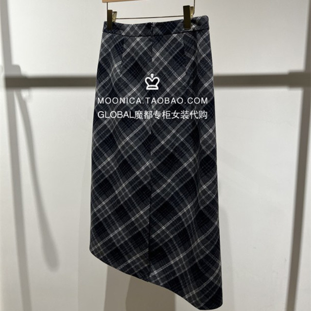 MOFAN/Mofan domestic purchasing agent 24 autumn and winter versatile gray plaid wool skirt MBB483093