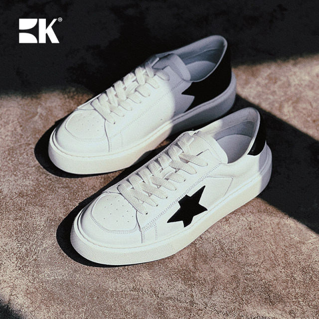 BK Bodi Kuqi autumn white shoes men's genuine leather old casual ...