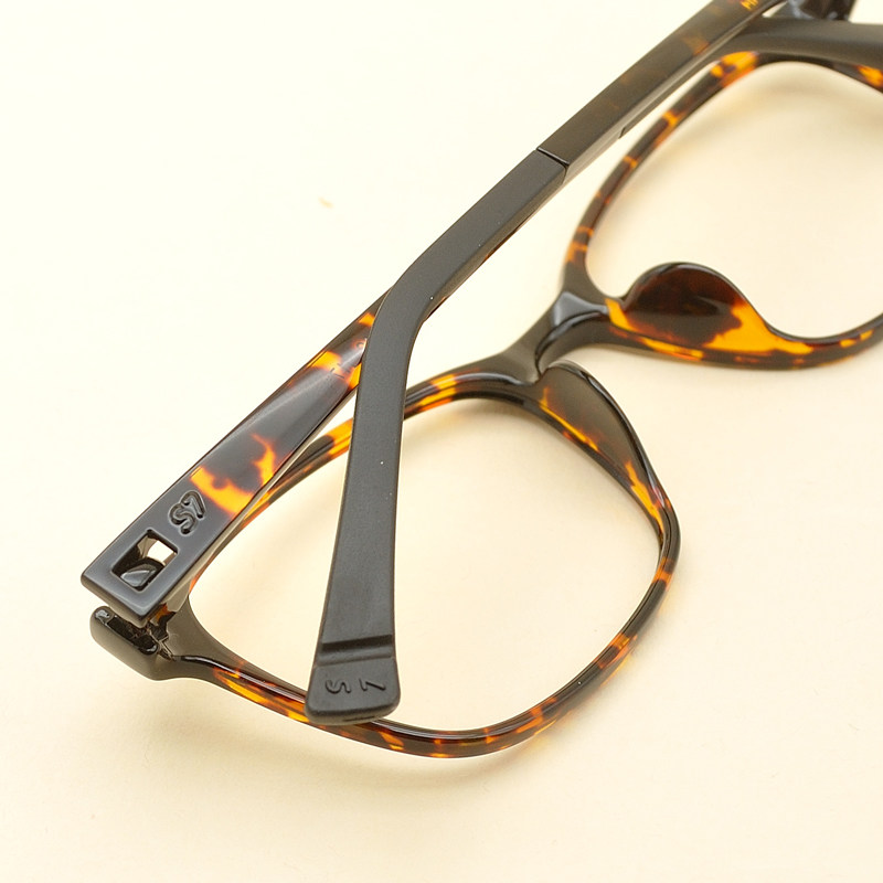 S7&iluvu 한국 레트로 안경테 - 나사가 없는 문학적인 표범 무늬 안경테 - 노안 렌즈 호환 가능