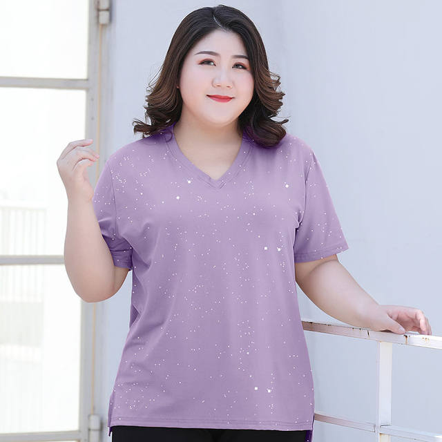 Fat mm2023 new summer short -sleeved BF lazy wind T -shirt women loose large size versatile treated