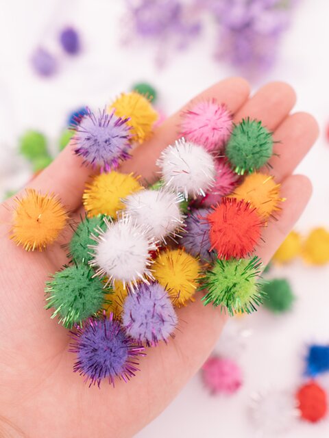 Mixed high-elastic colorful small fur balls diy children's creative ...
