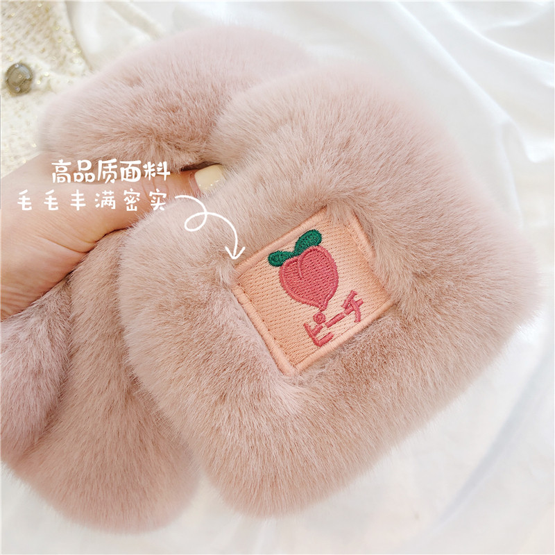 Bufanda coreana bordada con frutas de piel sintética - Bufanda de felpa ...