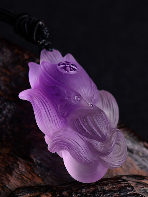 Natural Amethyst Nine-tailed Fox Pendant Amethyst Fox Peach Blossom ...