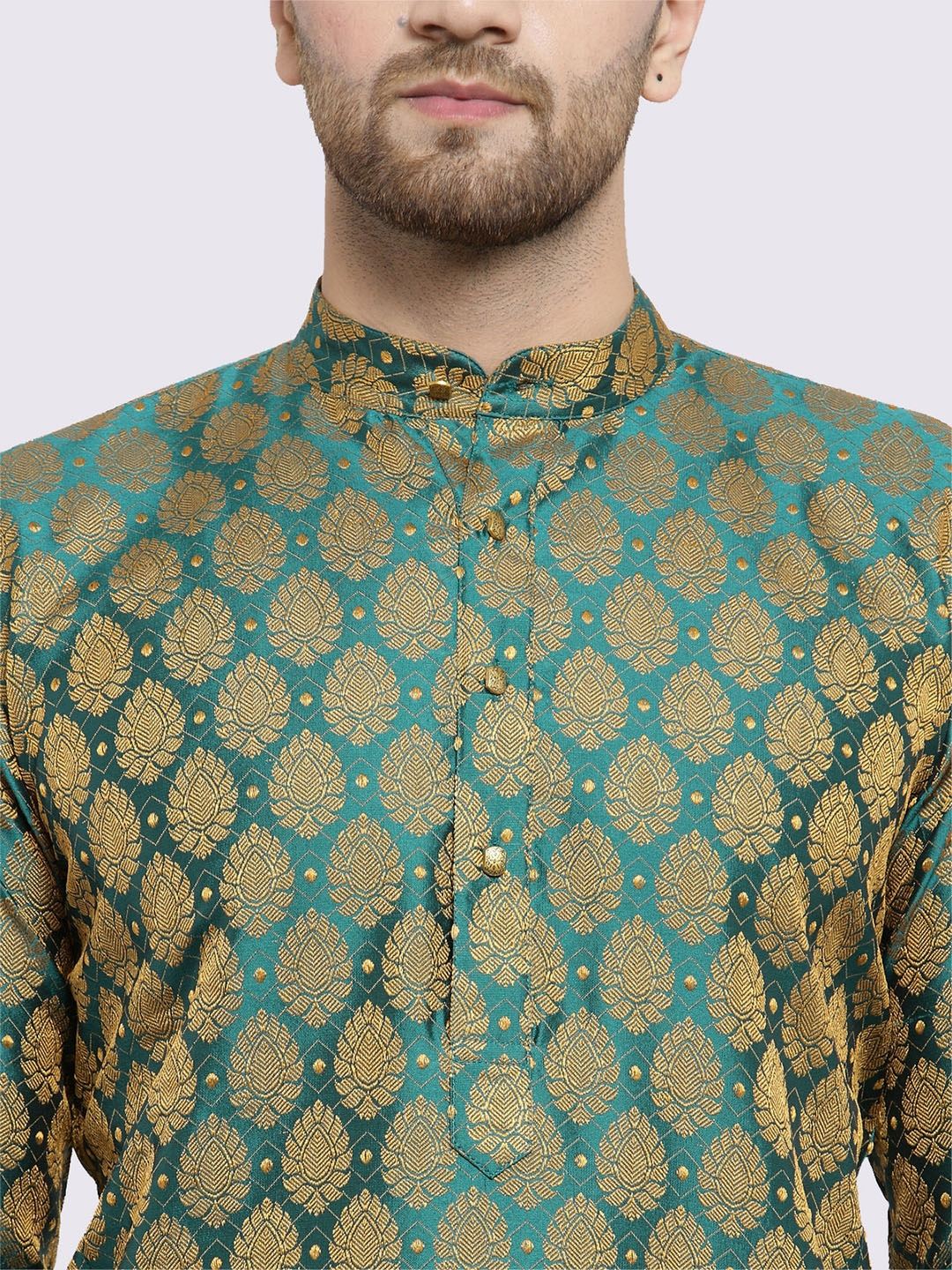 Men's Traditional Silk Cotton Jacket in Dark Patterns