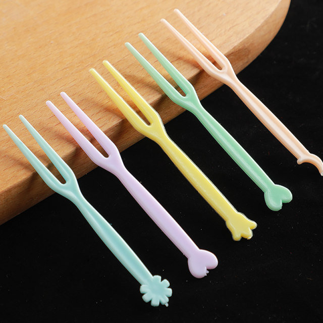 Fruit fork set fruit sign disposable plastic two-tooth home eating ...