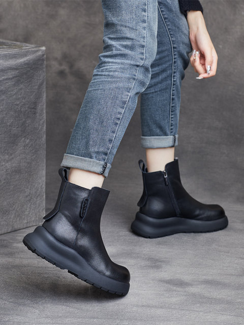 Baba step 2024 autumn and winter new style genuine leather round toe ...