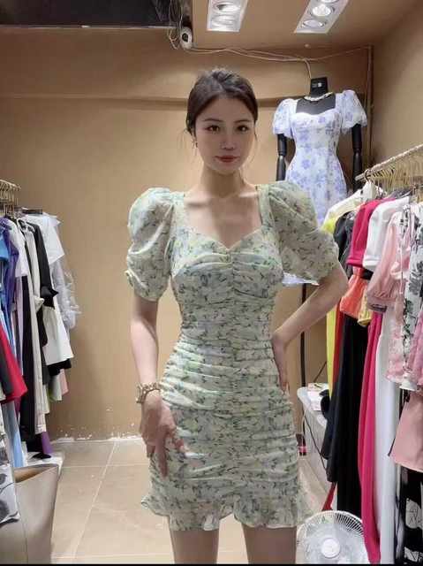 Special offer! Luo fresh and unique pleated fold floral dress ...