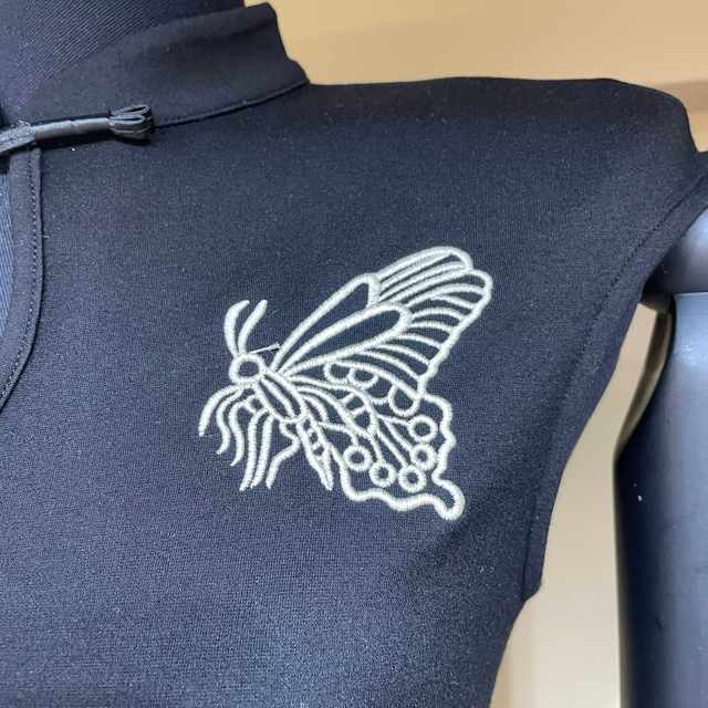 LUO new Chinese style heavy industry embroidered butterfly slit ...