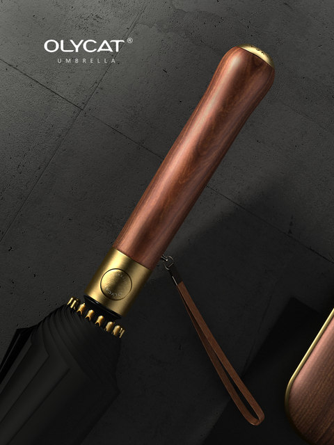 British light luxury retro wooden handle 16-bone thick umbrella rib ...