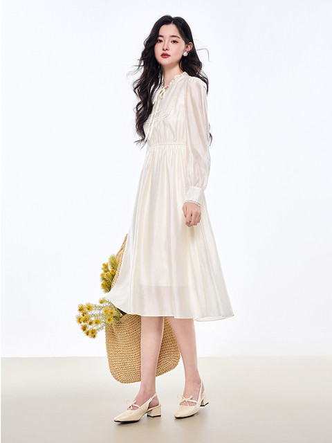Qiu Shui Yiren simple inner dress 2025 spring new style lace popular ...