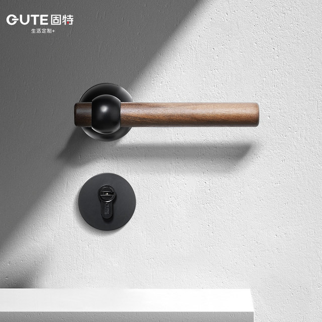 Good walnut door lock indoor household solid wood door lock bedroom ...