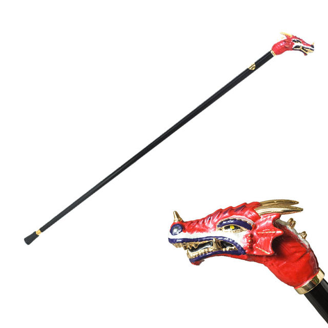 PASOTTI Italian gentleman's walking stick painted red auspicious dragon ...