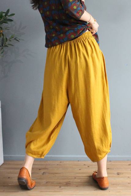 Su Ruoxi Solid Color Linen Bloomers Women's 2024 Summer New Loose Large ...