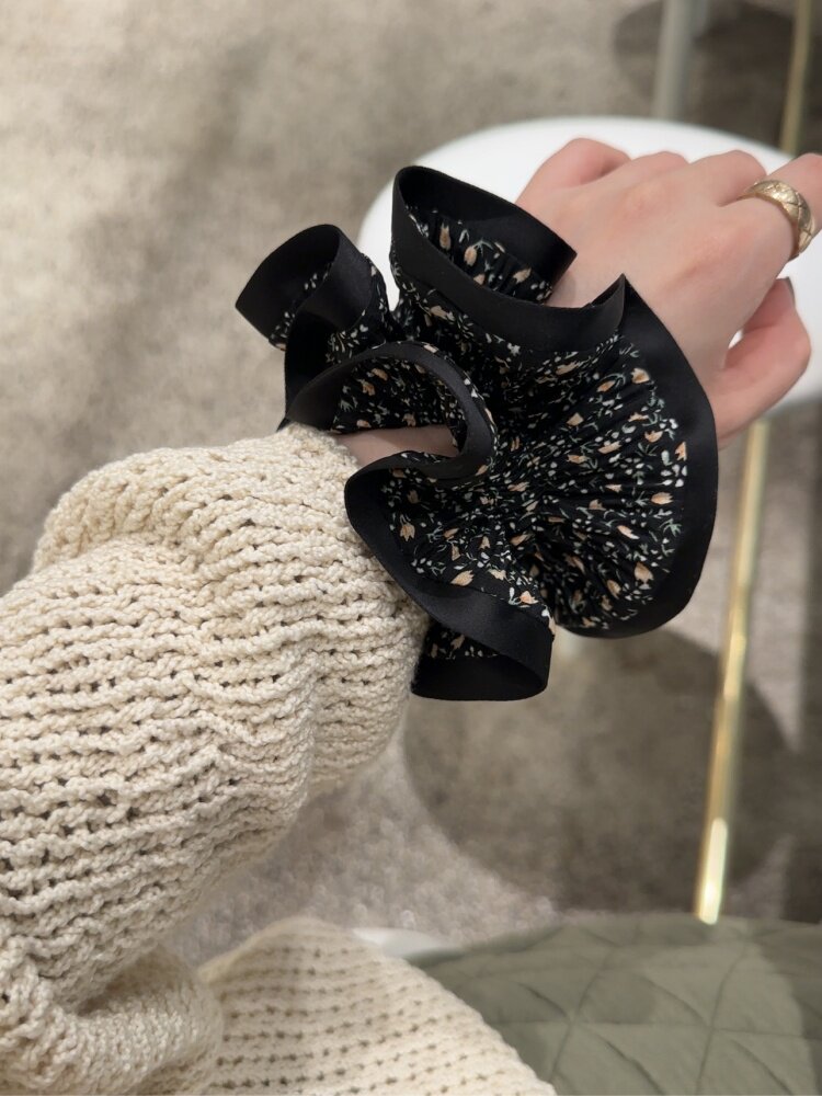 Korean fluffy texture floral ponytail hair loop ins girl versatile ...