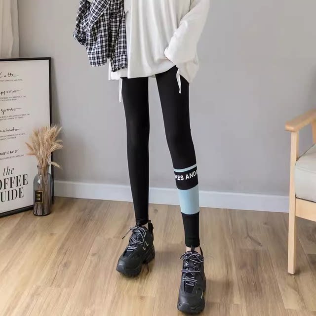 Korean spliced sports leggings for women wearing pure cotton autumn ...