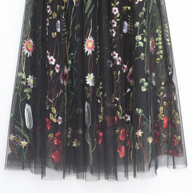 Niche design foreign style embroidered long gauze skirt female 2024 ...