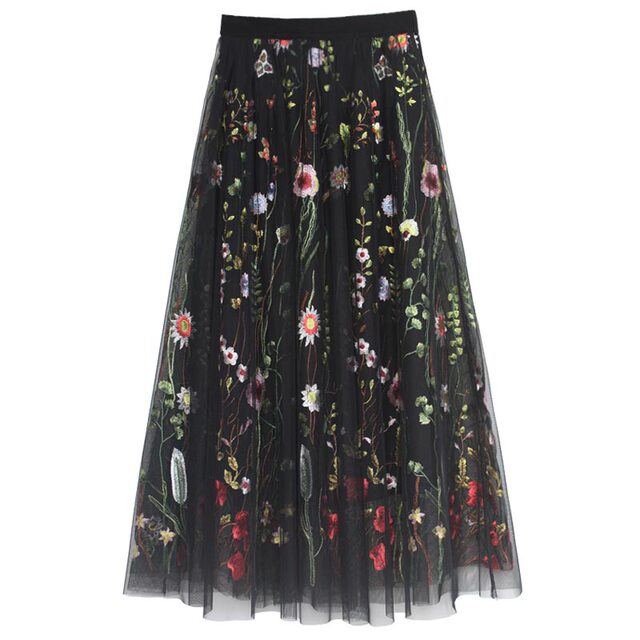 Niche design foreign style embroidered long gauze skirt female 2024 ...