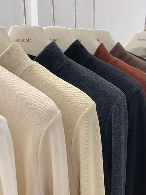 Lolo Pure -colored soft glutinous grinding half -high -necked bottom ...