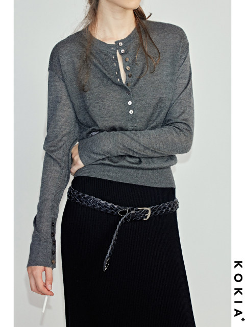 KOKIA spot, soft wool, Henry neck, skin-friendly and slim wool, bird ...