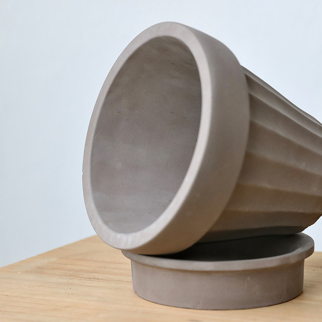 Roman column flower pot creative coarse pottery breathable cement pot ...