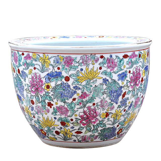 Jingdezhen ceramic fish tank hand-painted pastel goldfish tank turtle ...