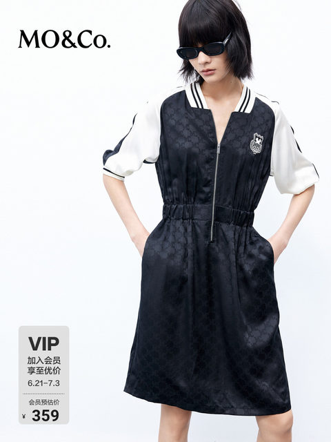 MOCO dress with mulberry silk man silk blended dark pattern American jersey style college style ...