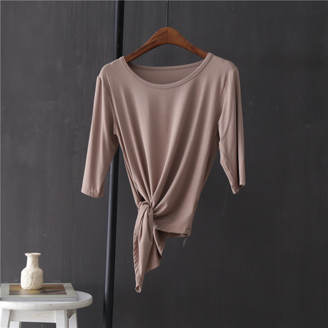 Modal T-Shirt Women's Summer Thin Soft Dance Clothing with Diagonal Hem ...