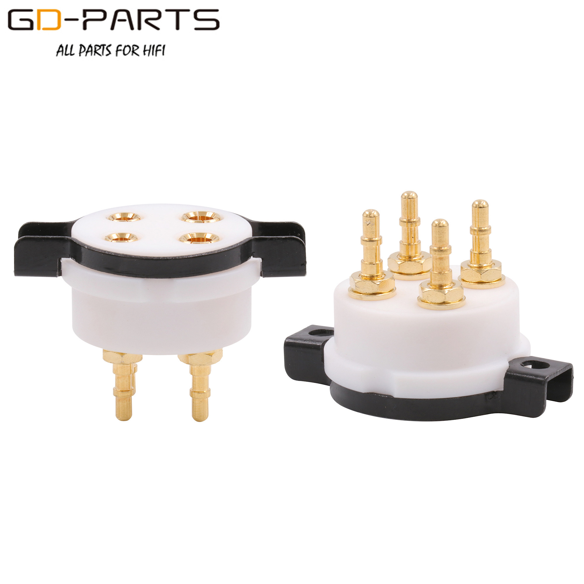 Teflon 4-Pin Electronic Tube Holder Beryllium Copper Gold-Plated Four ...