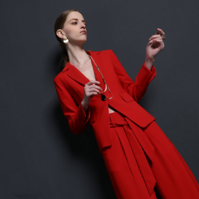 Minxuan Red Suit Women's 2024 Designer Backless Temperament Jacket Host ...