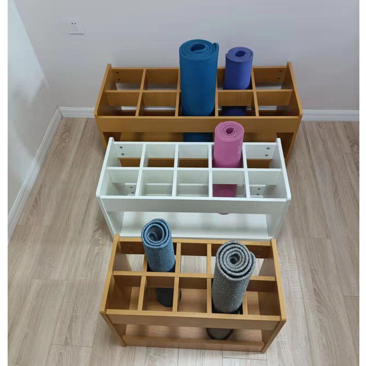 Wooden Yoga Mat Storage Rack - Modern Minimalist