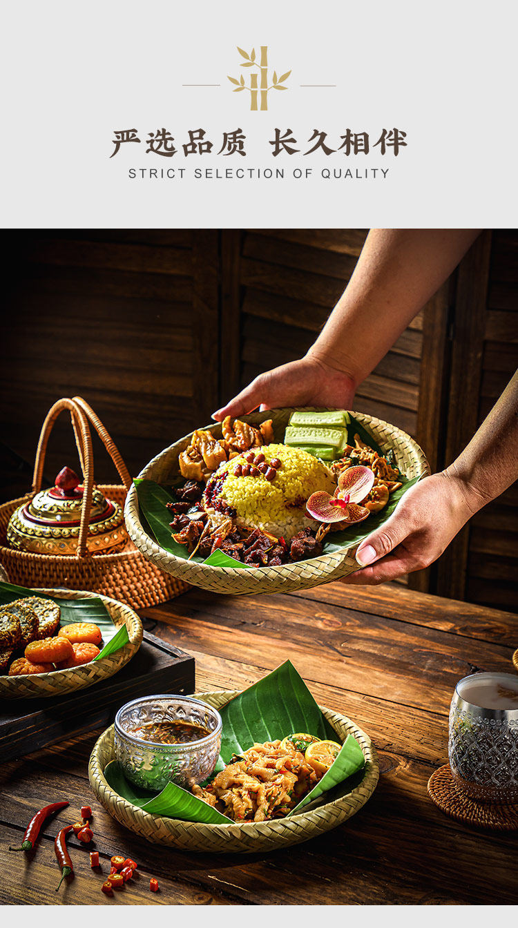 Southeast asian creative bamboo plate, thai tray, japanese thai food ...