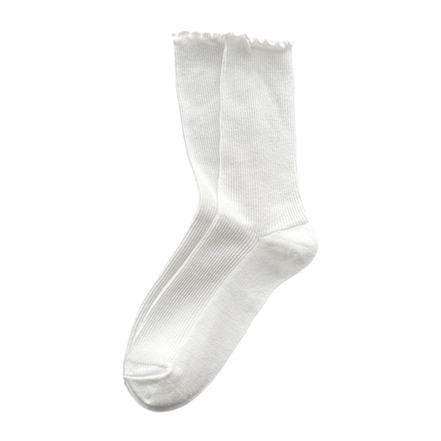 White socks for women, pure cotton mid-calf socks, spring and autumn ...