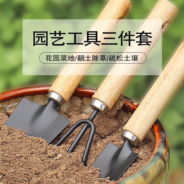 Gardening shovels, flowering, soil loosening, small rakes, three-piece ...