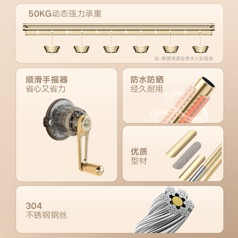 Lifting Clothes Drying Rack Balcony Hand-Cranked Clothes Drying Double ...