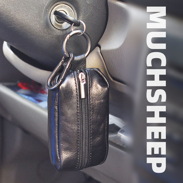 Muyang handmade sheepskin car key bag for men and women double zipper ...