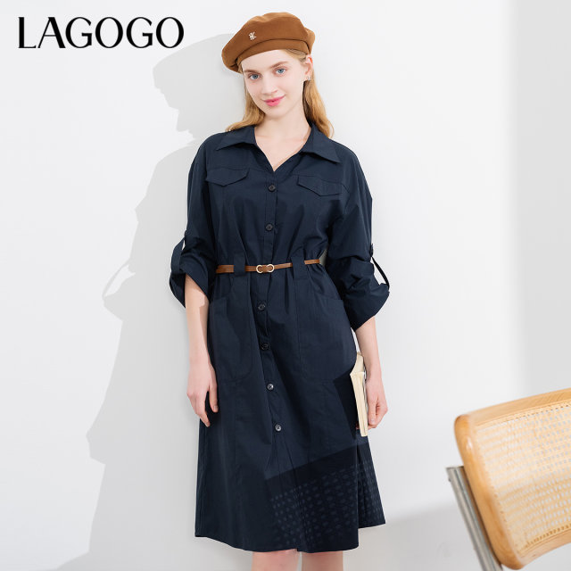 Lagogo Lagu Valley temperament waist shirt skirt 2024 spring and autumn ...