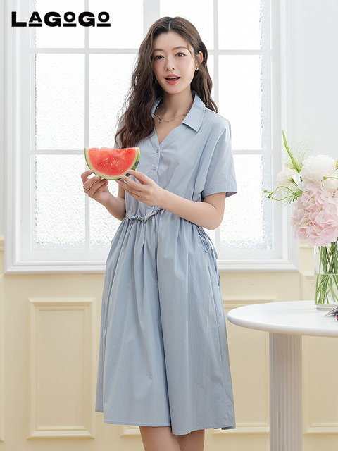 LAGOGO temperament V-neck white dress for women Lagugu Valley 2025 ...