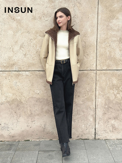 Bain style INSUN Enchang specially chooses winter large lapel design ...