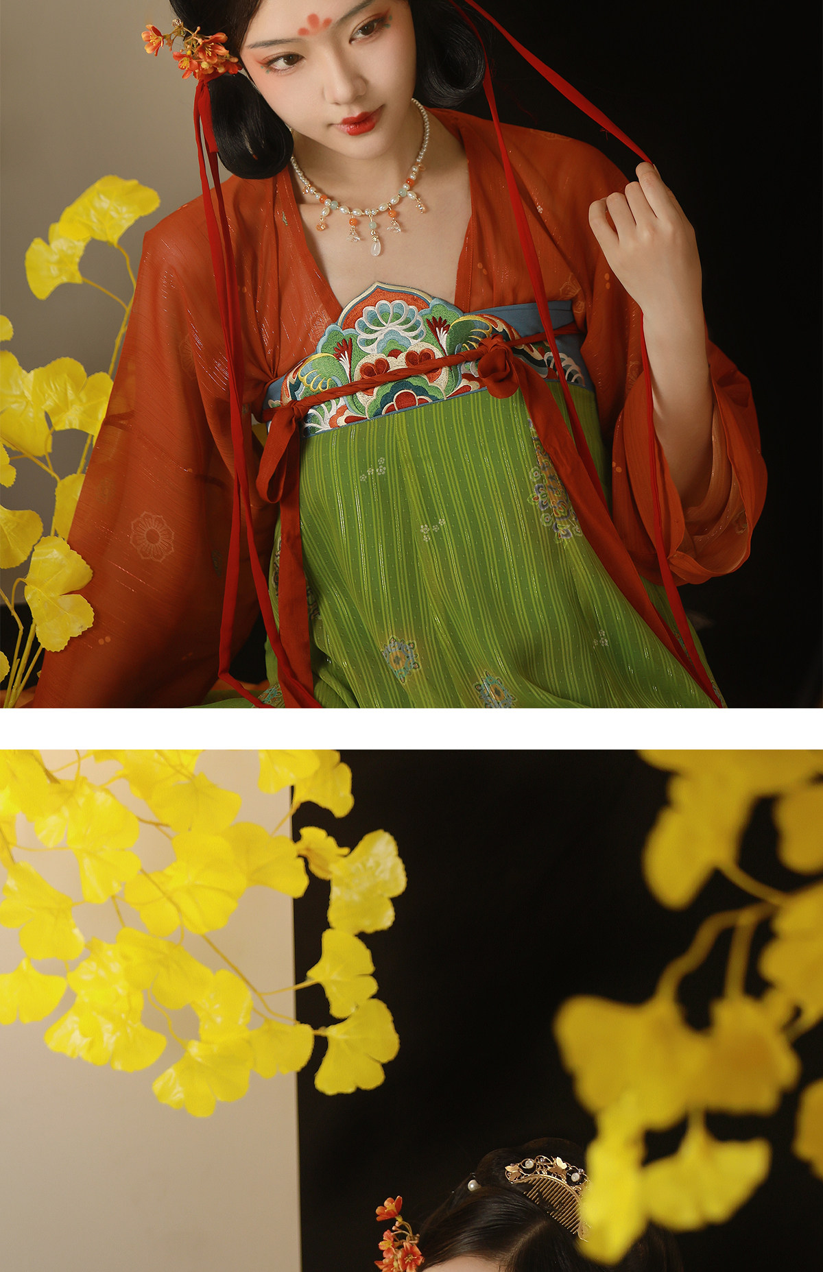 Shanchi hanfu 오리지널 슬림 가슴 길이 찢어진 스커트 탑 셔츠 재고 있음 | 산치 한푸 | 찢어진 치마 | 셔츠