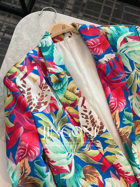 Colorful flower suit jacket women's tops in spring and autumn new ...