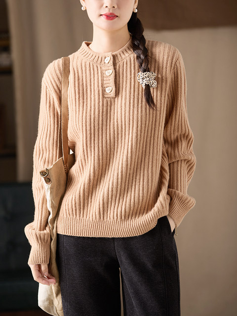 Gujia 100%wool pit strip shows thin warm sweater 24 autumn and winter ...