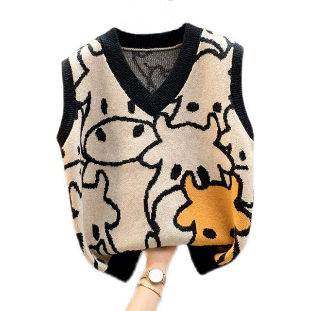 Girl Vest V -neck Cartoon Cartoon Cartoon Blossom Flower Children's ...