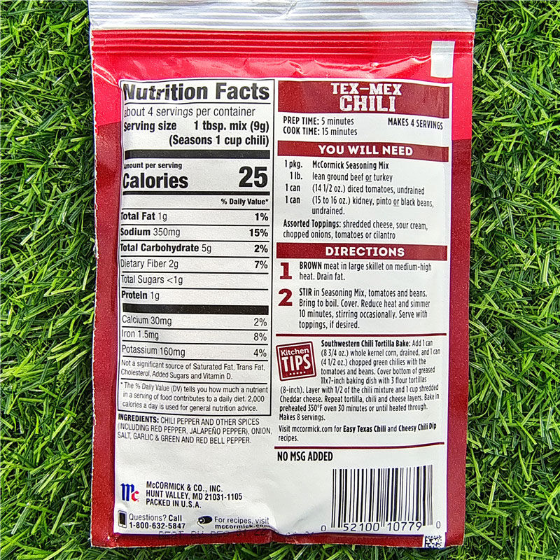 McCormick Extra Spicy Chili Seasoning Mix - Tex Mex American Cuisine