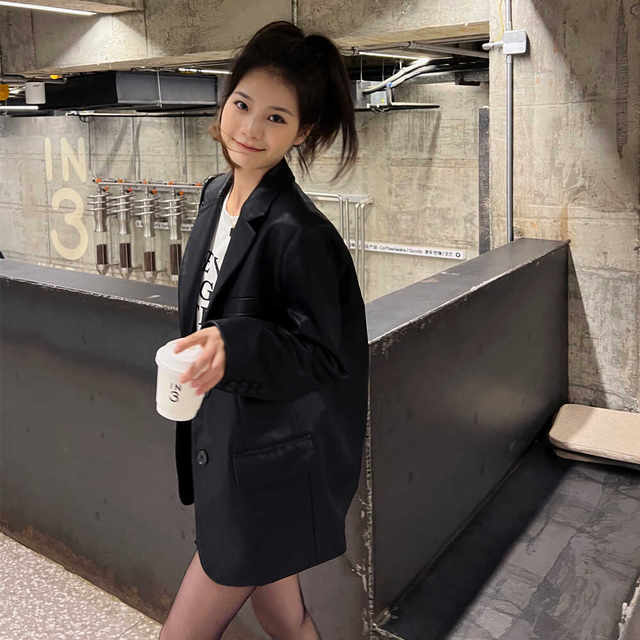 Leather jacket for women black suit leather jacket women's 2024 new ...