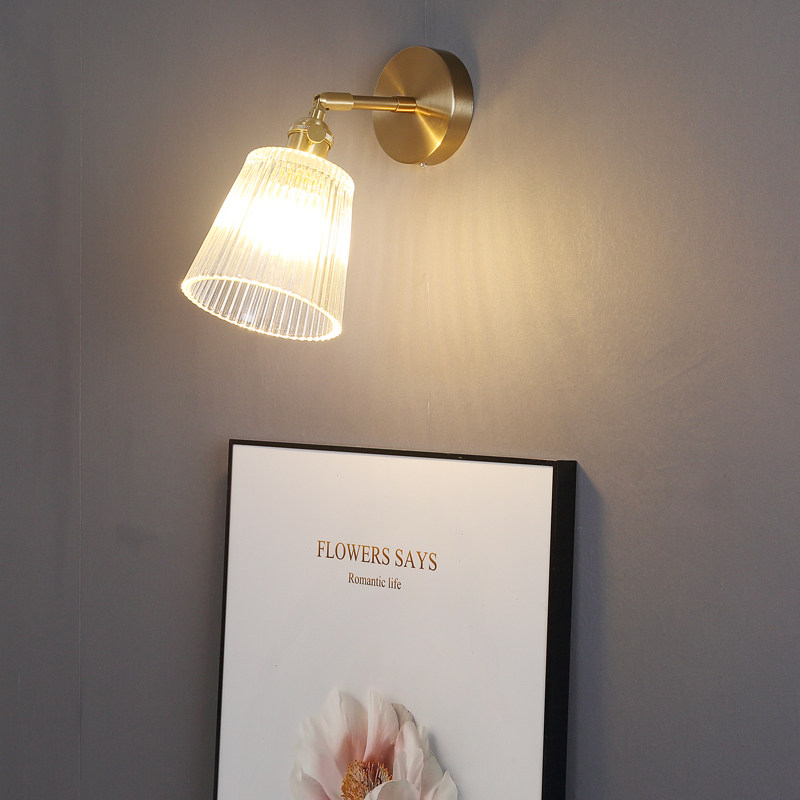 Brass Wall Lamp - Nordic Style Bedside Lighting for Bathroom & Hallway