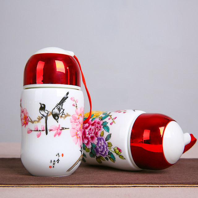 Jingdezhen Ceramic Cup Women's Covered Water Cup Blue and White ...